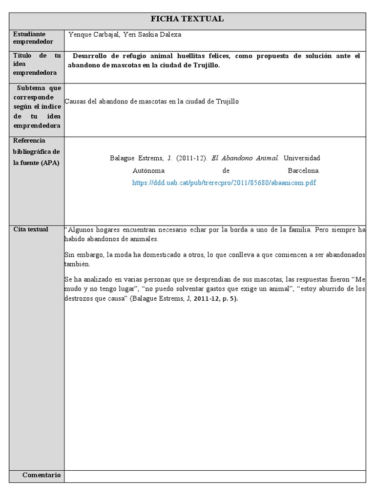 Formatos de Fichas Textual y de Resumencv | PDF