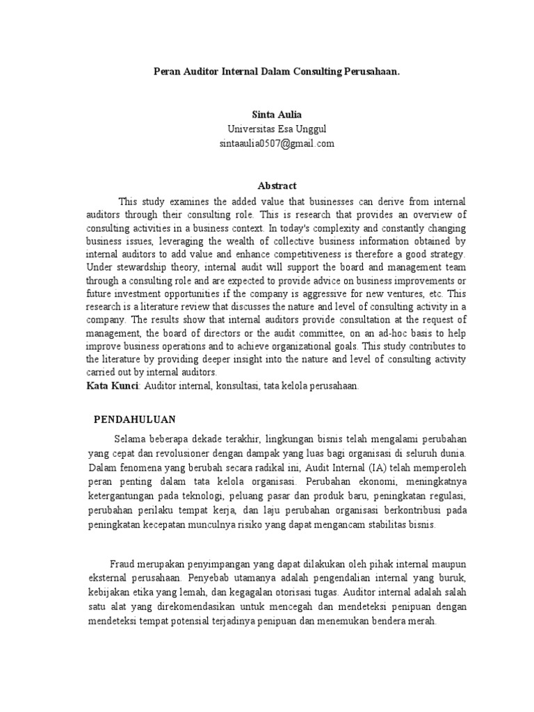 Peran Auditor Internal dalam Konsultasi | PDF | Karier & Perkembangan ...