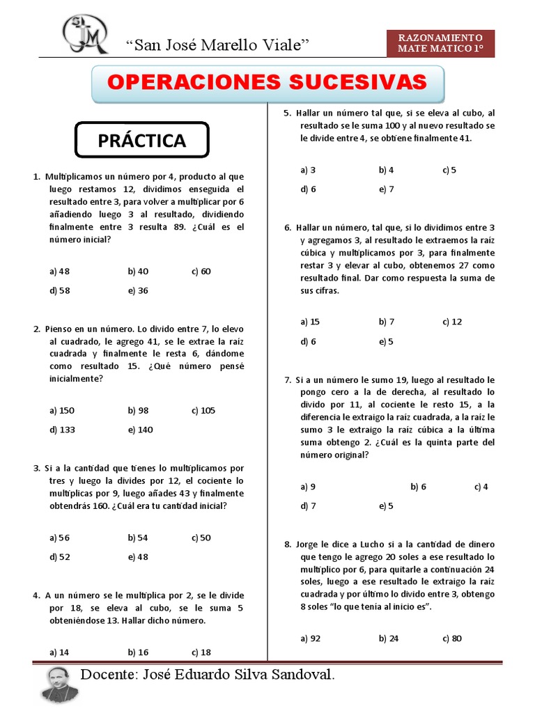 Problemas de Operaciones Sucesivas | PDF