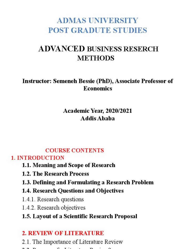 Advanced: Admas University Post Gradute Studies | PDF | Sampling ...