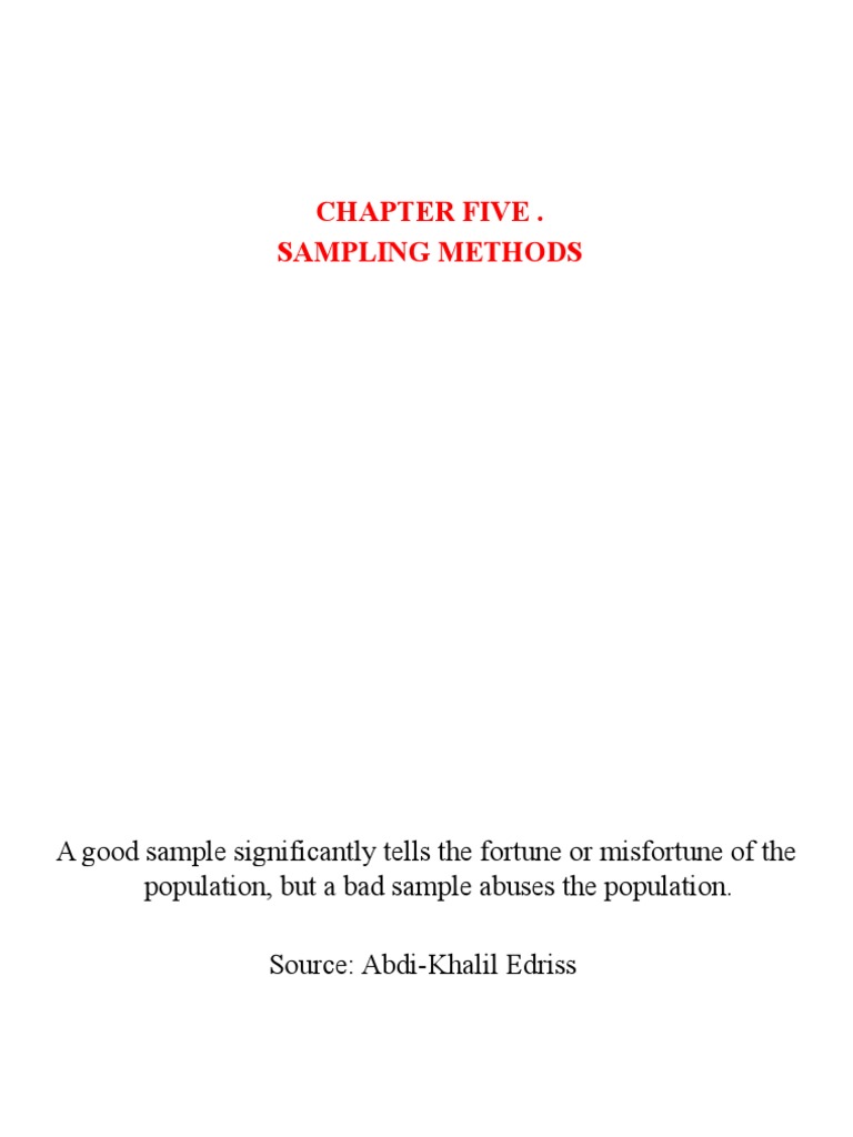 Chapter Five - Sampling Methods | PDF | Sampling (Statistics) | Stratified Sampling