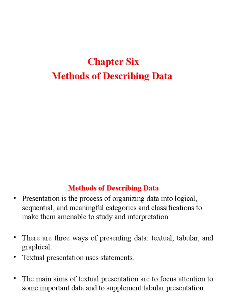 Chapter Six Methods of Describing Data | PDF | Regression Analysis | Multicollinearity