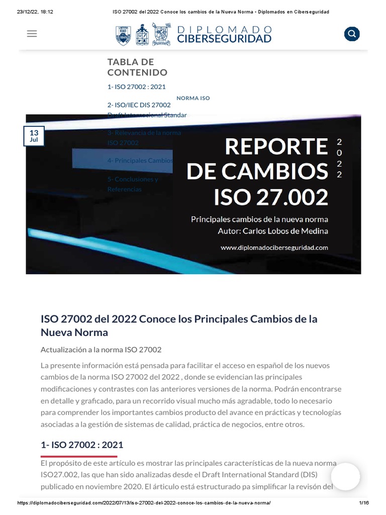 ISO 27002 Del 2022 Conoce Los Cambios de La Nueva Norma | PDF | La ...