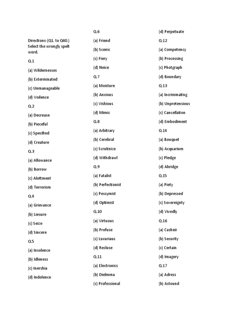 Spelling Test for SSC Exams | PDF | Young Adult