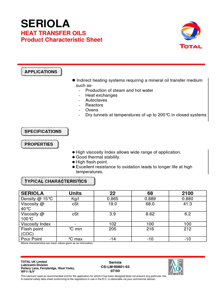 Total Seriola 22 68 | Download Free PDF | Viscosity | Lubricant