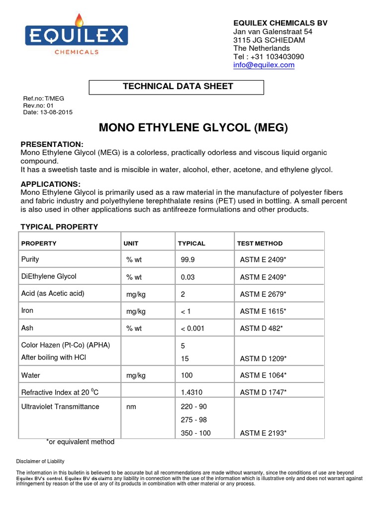 Mono Ethylene Glycol | PDF | Chemical Substances | Chemistry