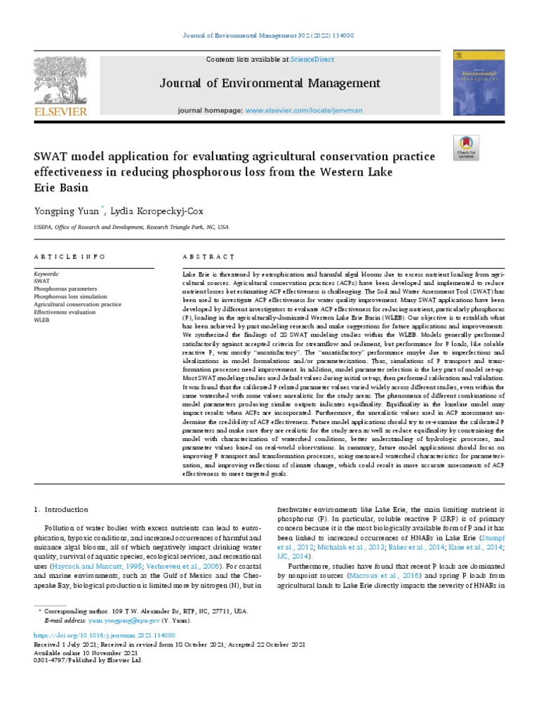 SWAT Model Application For Evaluating Agricultural Conservation Practice | PDF | Soil | Surface ...