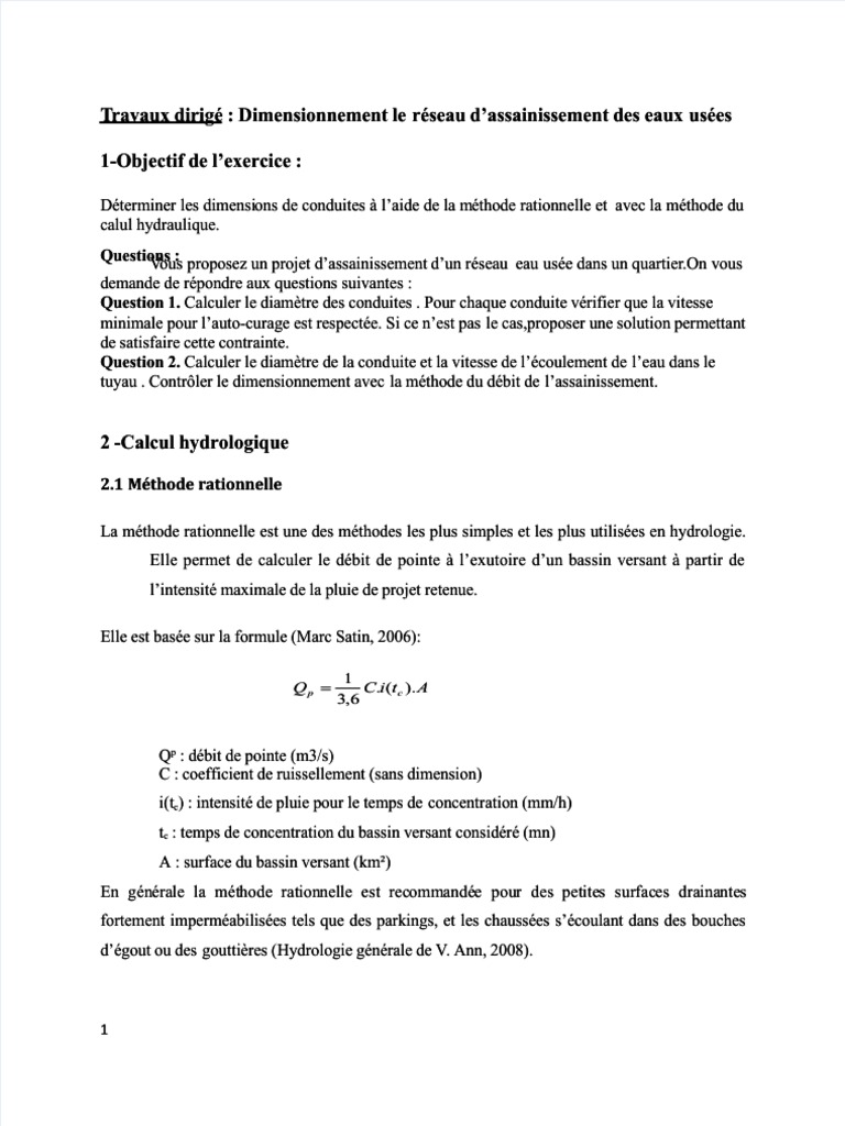 TD Assainissement Eaux Usees - Compress | PDF | Débit (hydrologie) | Tuyau