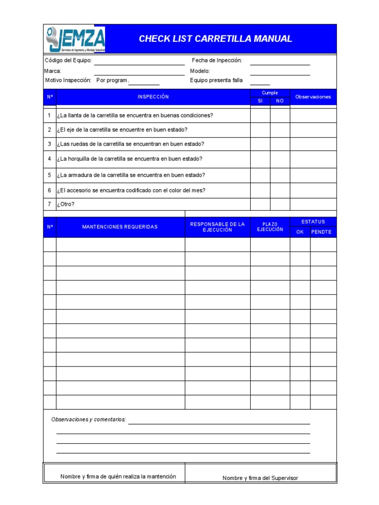 Check List Carretilla Manual | PDF | Business