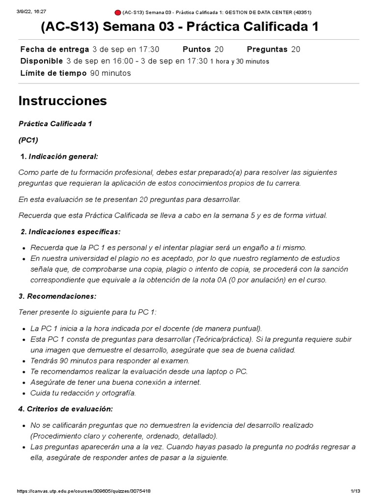 ? (Ac-S13) Semana 03 - Práctica Calificada 1 - Gestion de Data Center (43351) | PDF ...