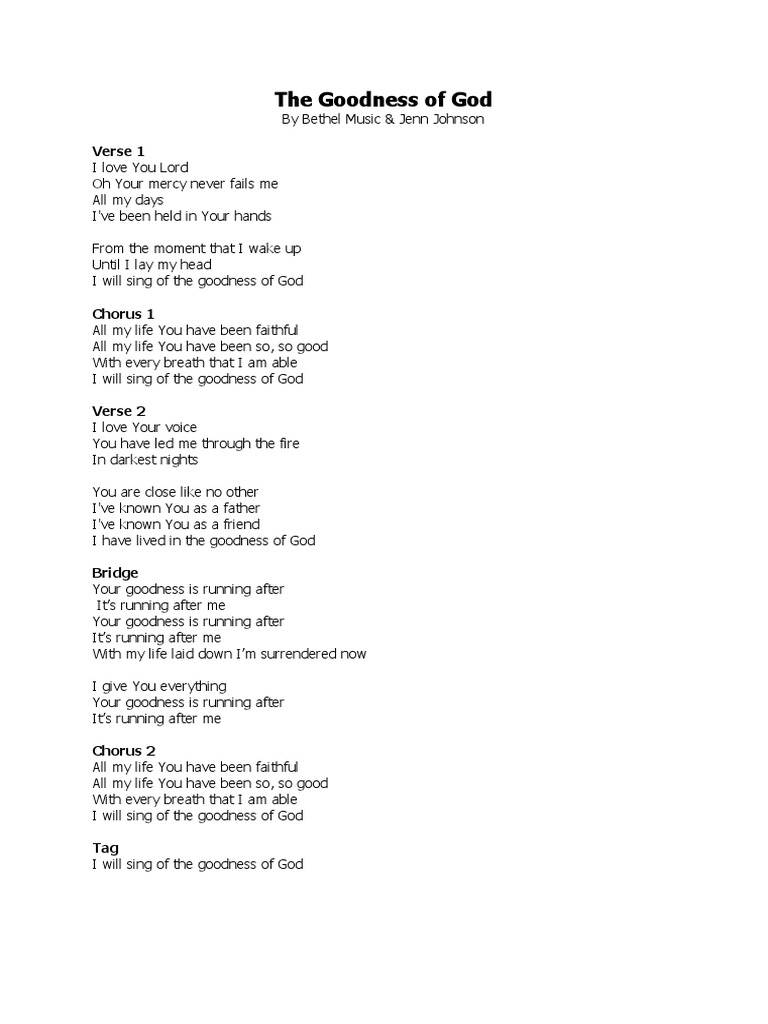 The Goodness of God | PDF