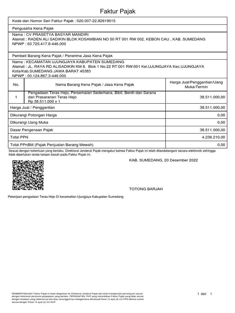 Pajak Prasetya Efaktur Teras Hejo | PDF