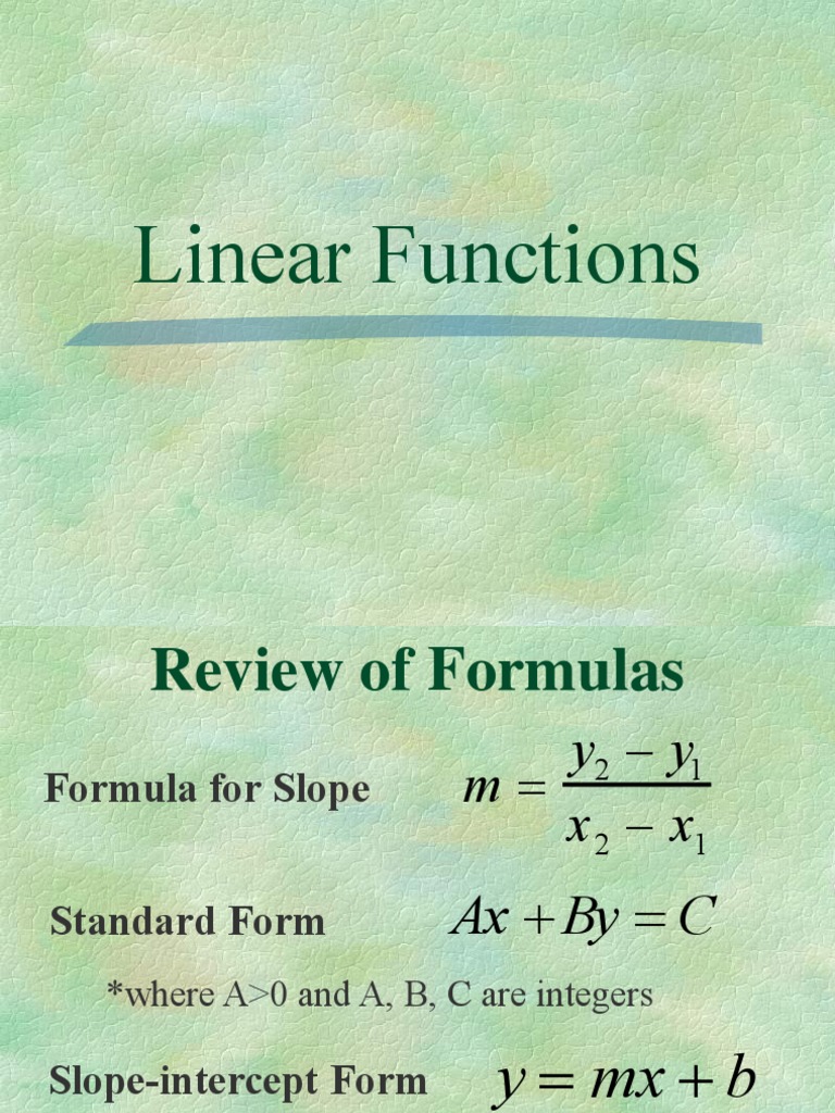 Linear Functions | PDF | Equations | Functions And Mappings