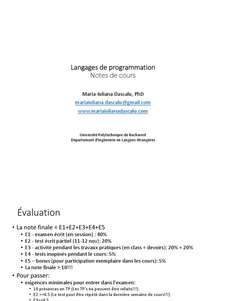 LP 1 | PDF | Programmation informatique | Langage de programmation