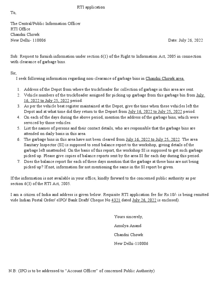 RTI Application | PDF | Justice | Crime & Violence