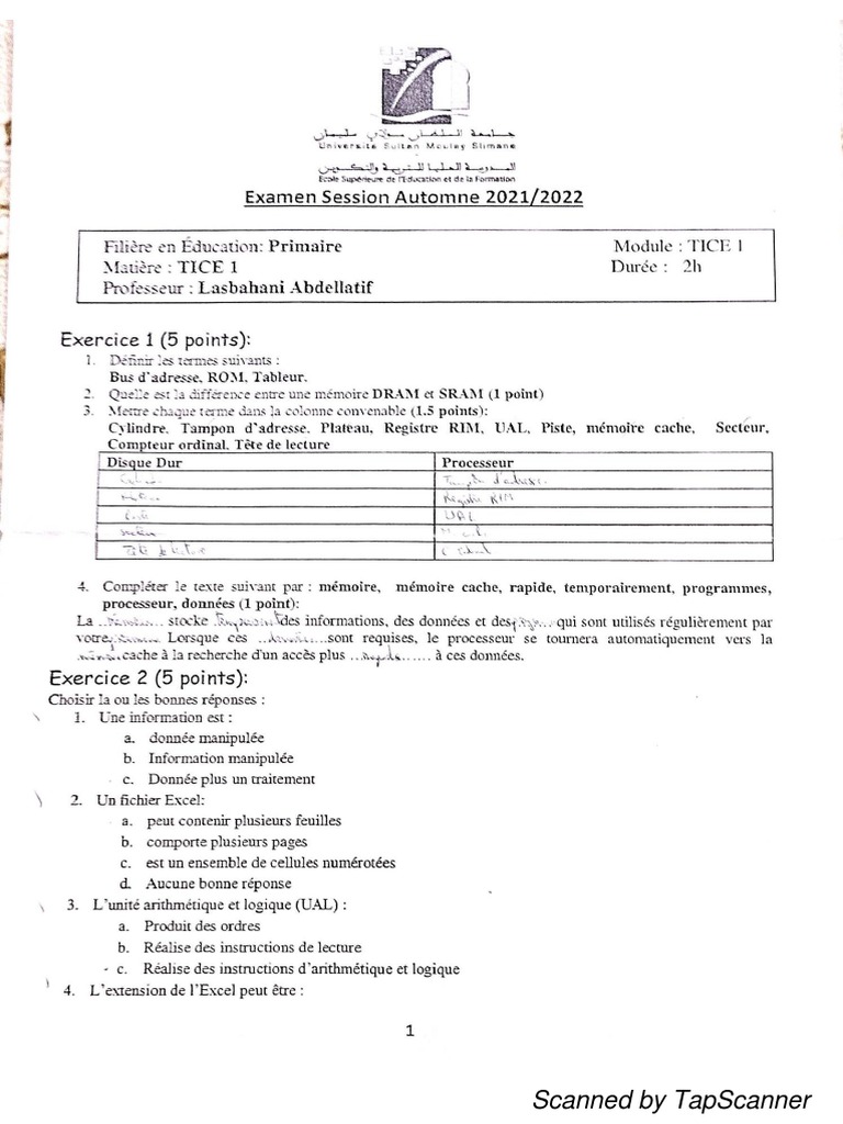 Exam Tice1 | PDF