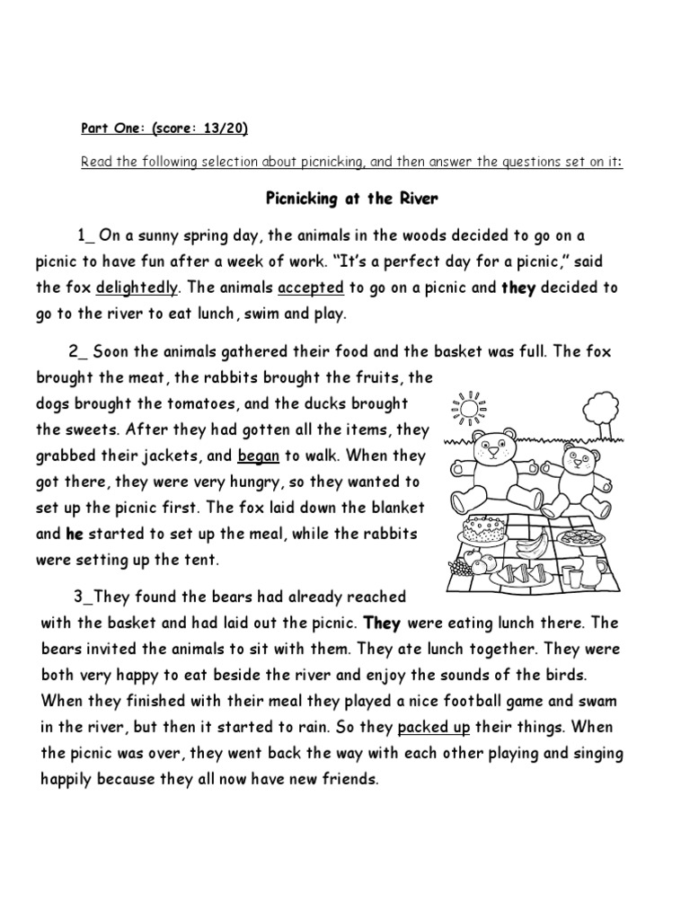 Picnicking at The River Grade 4 | PDF | Picnic | Language Mechanics