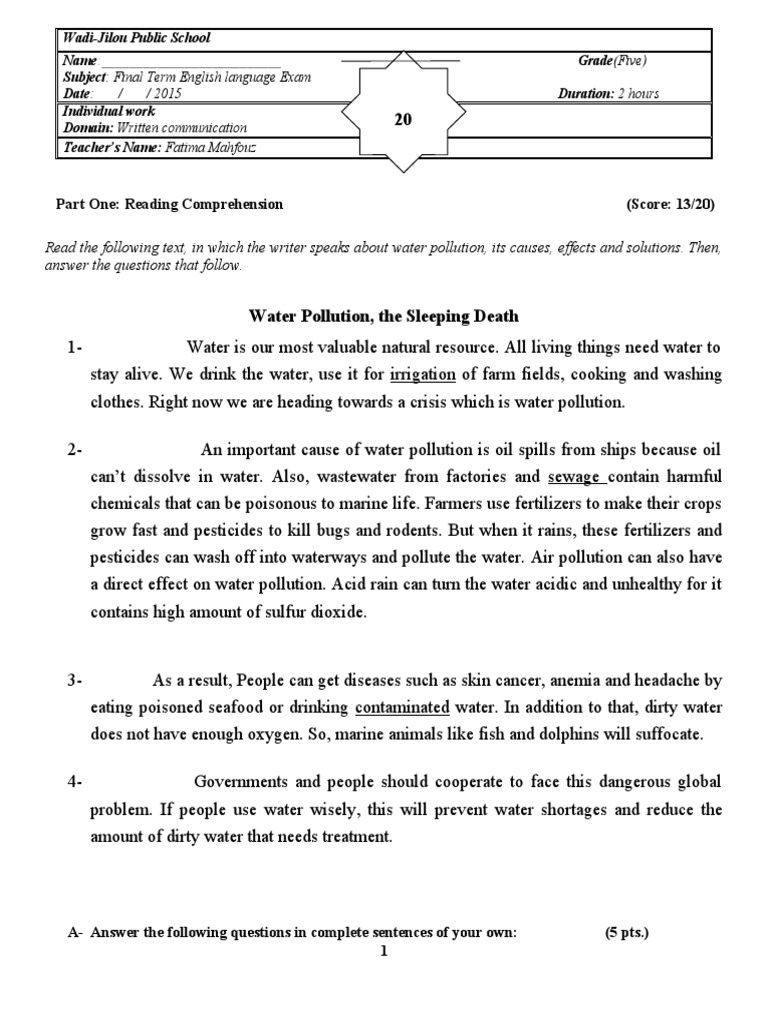 Water Pollution Grade5 | PDF | Water | Water Pollution
