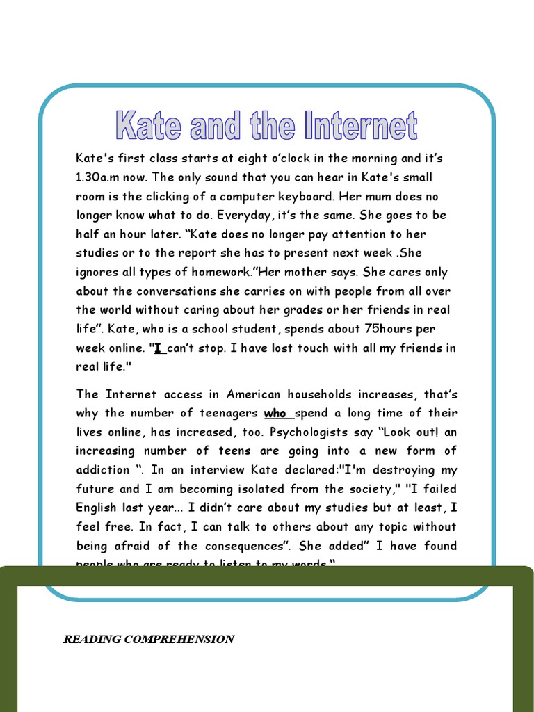 Kate and The Internet Reading Comprehension Exercises - 97693 | PDF ...