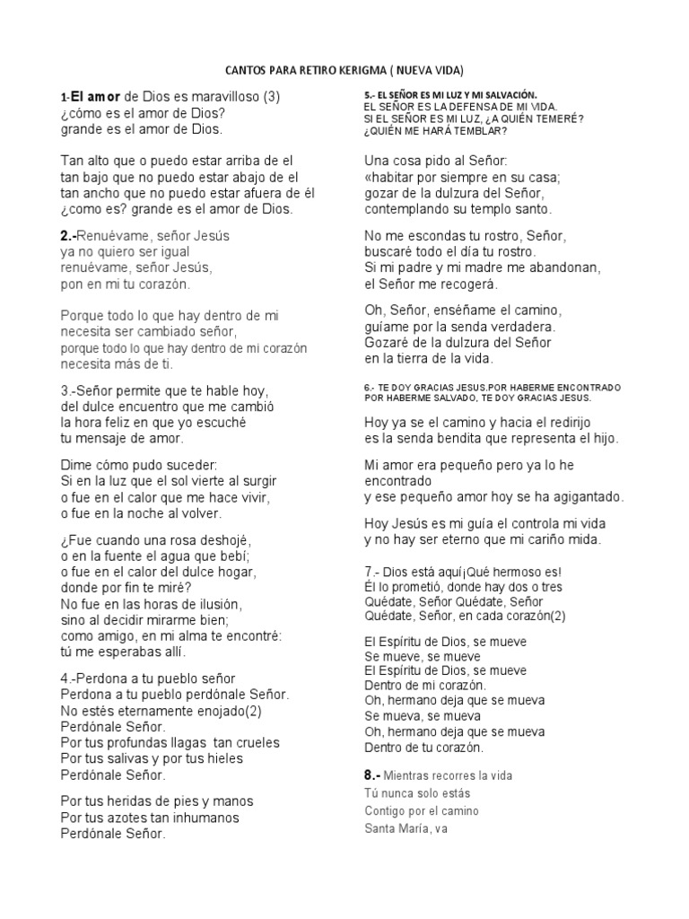 CANTOS KERIGMA - Docx ALFRE | PDF | Amor