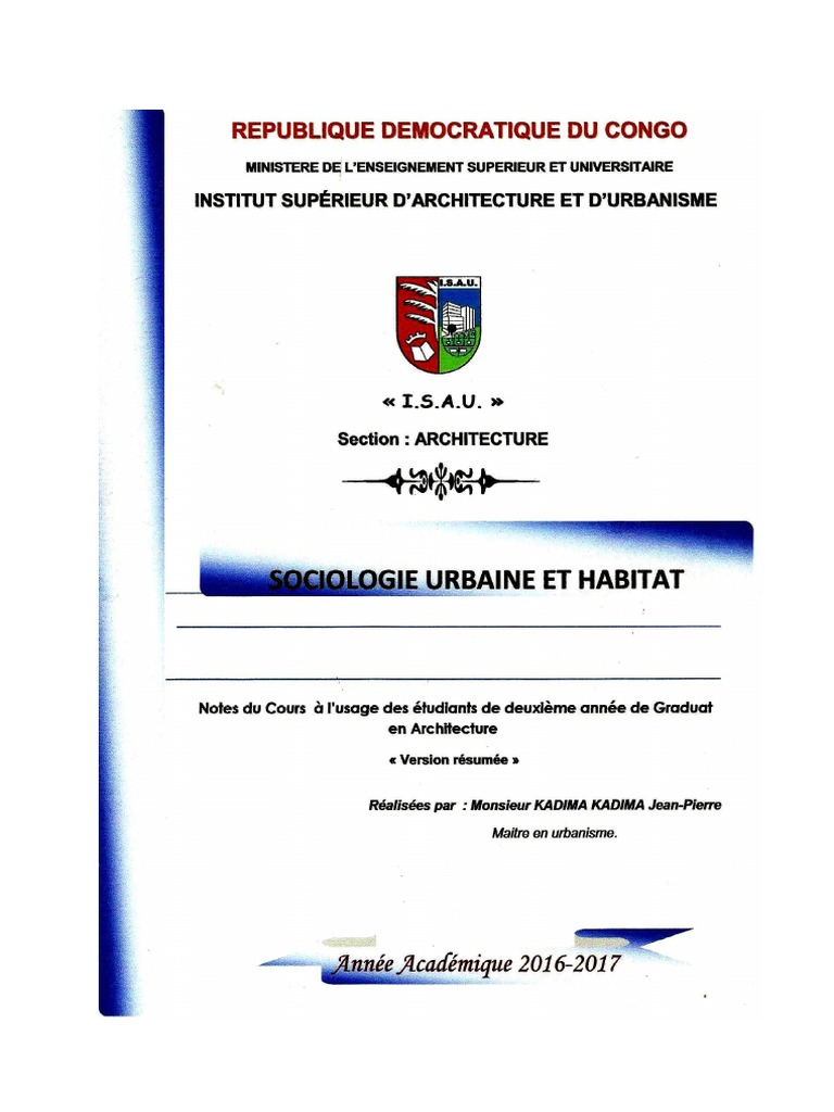 Sociologie Urbaine et Habitat ISAU | PDF | Urbanisme | Ingénierie