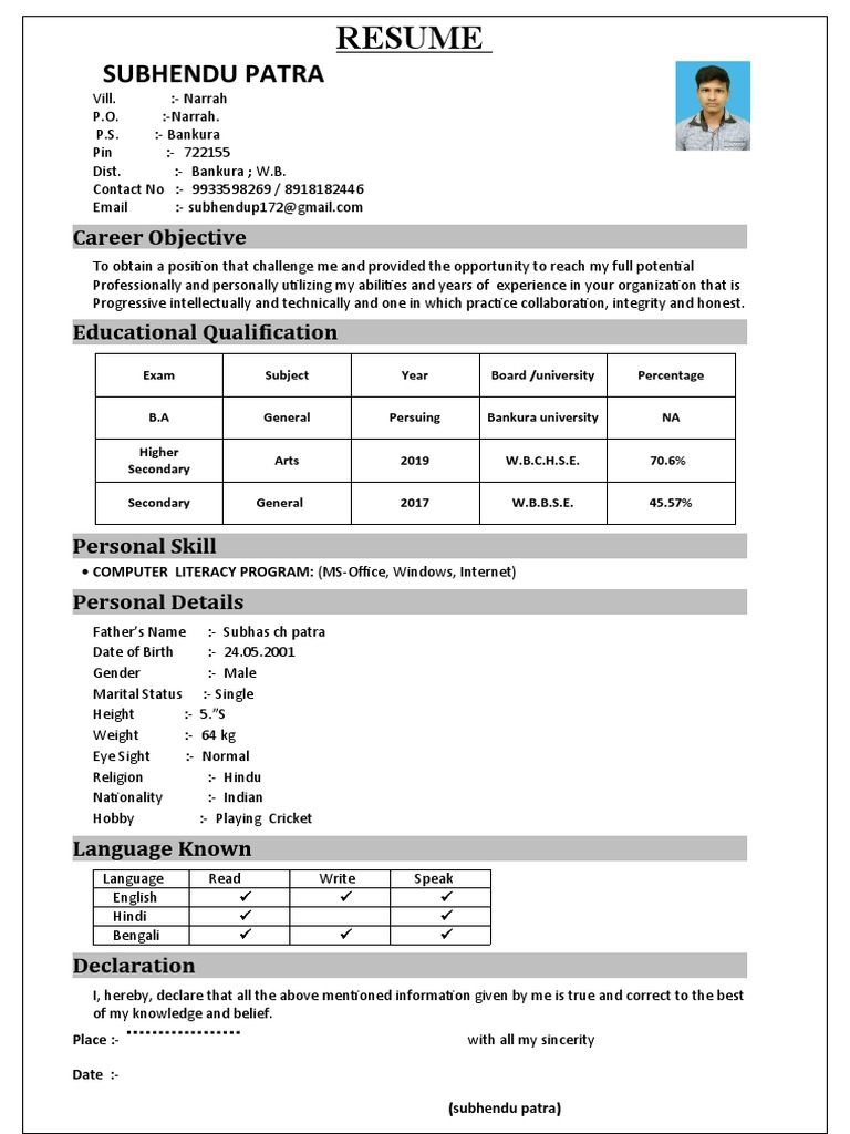 Subhendu Patra's Resume Overview | PDF
