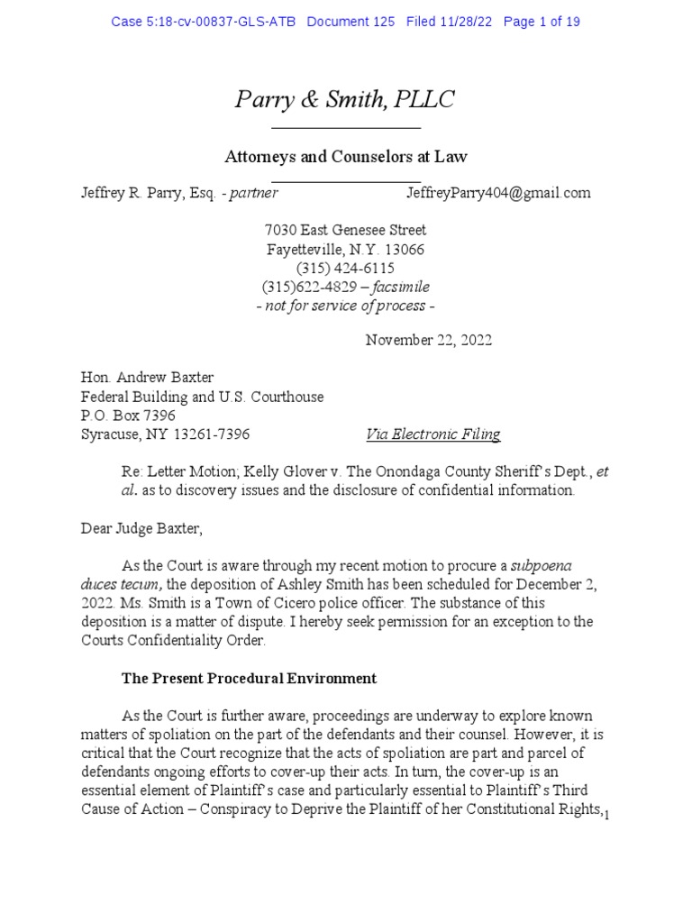 To Judge Andrew Baxter re Destruction of Evid. & Criminal Conduct ...