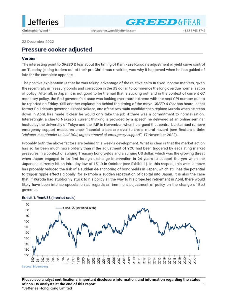 GREED & Fear Pressure Cooker Adjusted - Jefferies | PDF | Bank Of Japan | Inflation