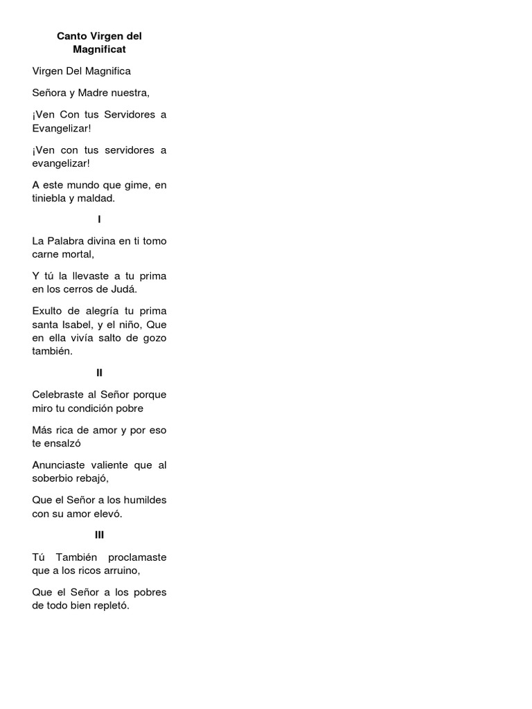 Canto Virgen Del Magnificat | PDF