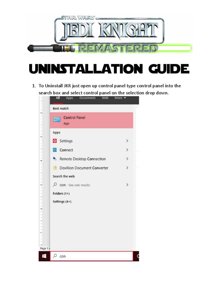 Jedi Knight Remastered Uninstallation Guide | PDF