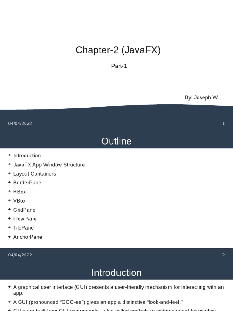 Chapter 2 Javafx Part 1 Pdf Java Programming Language Graphical User Interfaces