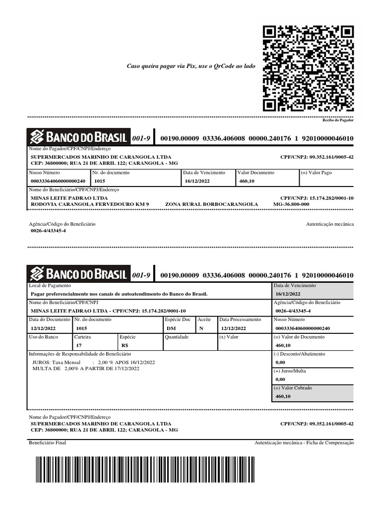 Boleto 00033364060000000240 | PDF | Bancos | Serviços financeiros