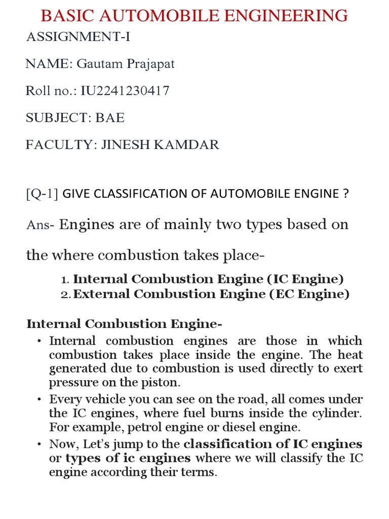 Basic Automobile Engineering | PDF