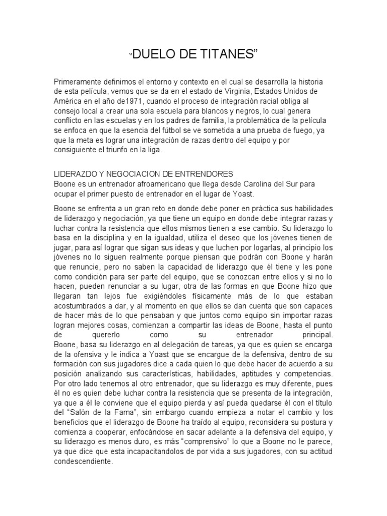 Duelo de Titanes | PDF | Liderazgo