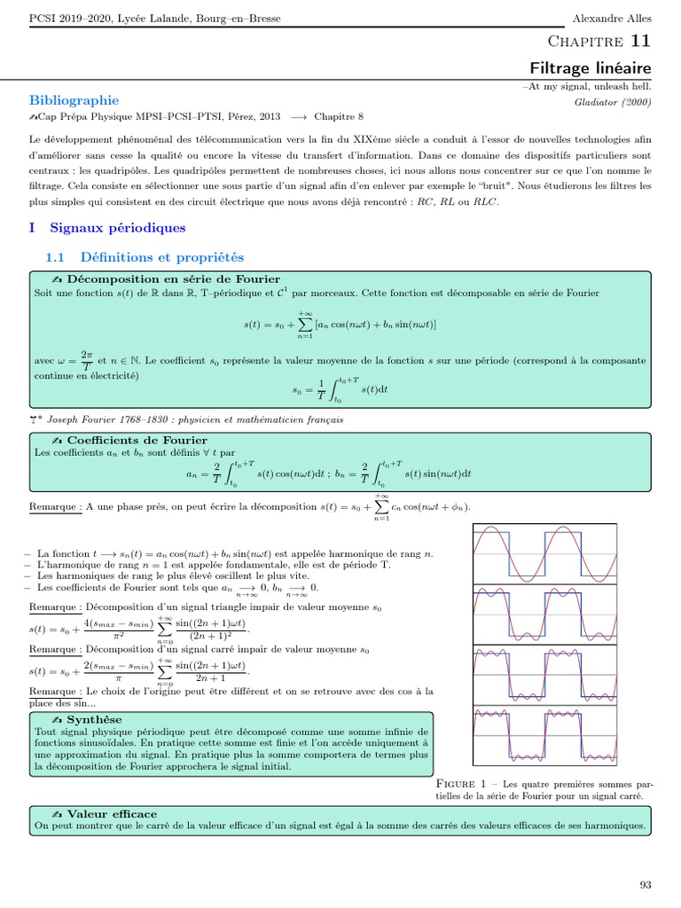Chapitre11 - Filtrage | PDF | Filtre (électronique) | Impédance ...
