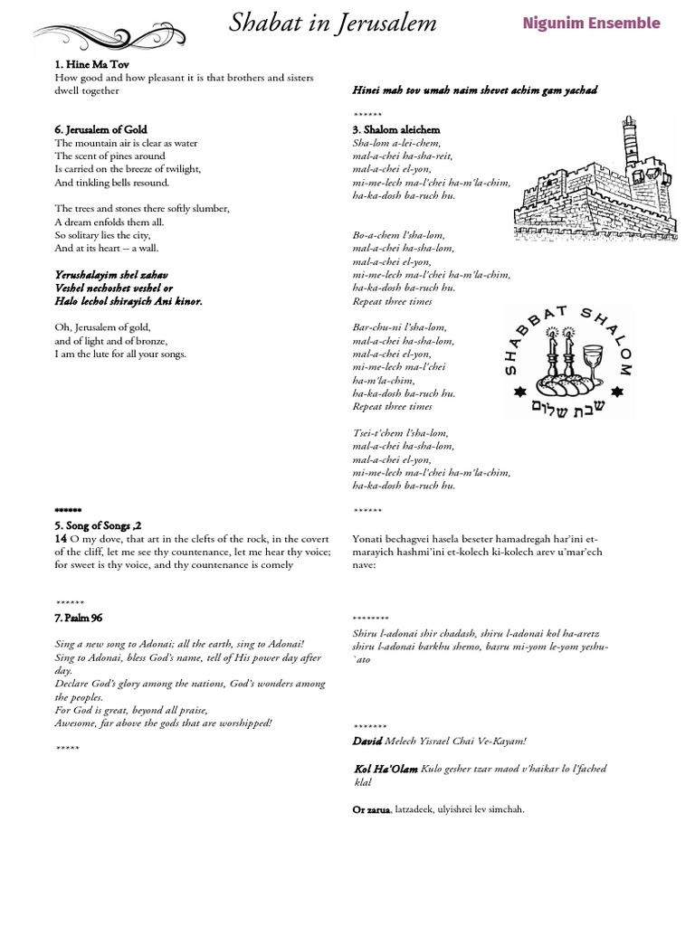 Shabbat Songs and Lyrics Collection | PDF | Jews And Judaism | Shabbat