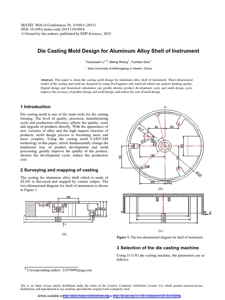 Die Casting Mold Design For Aluminum Alloy Shell o | PDF | Casting ...