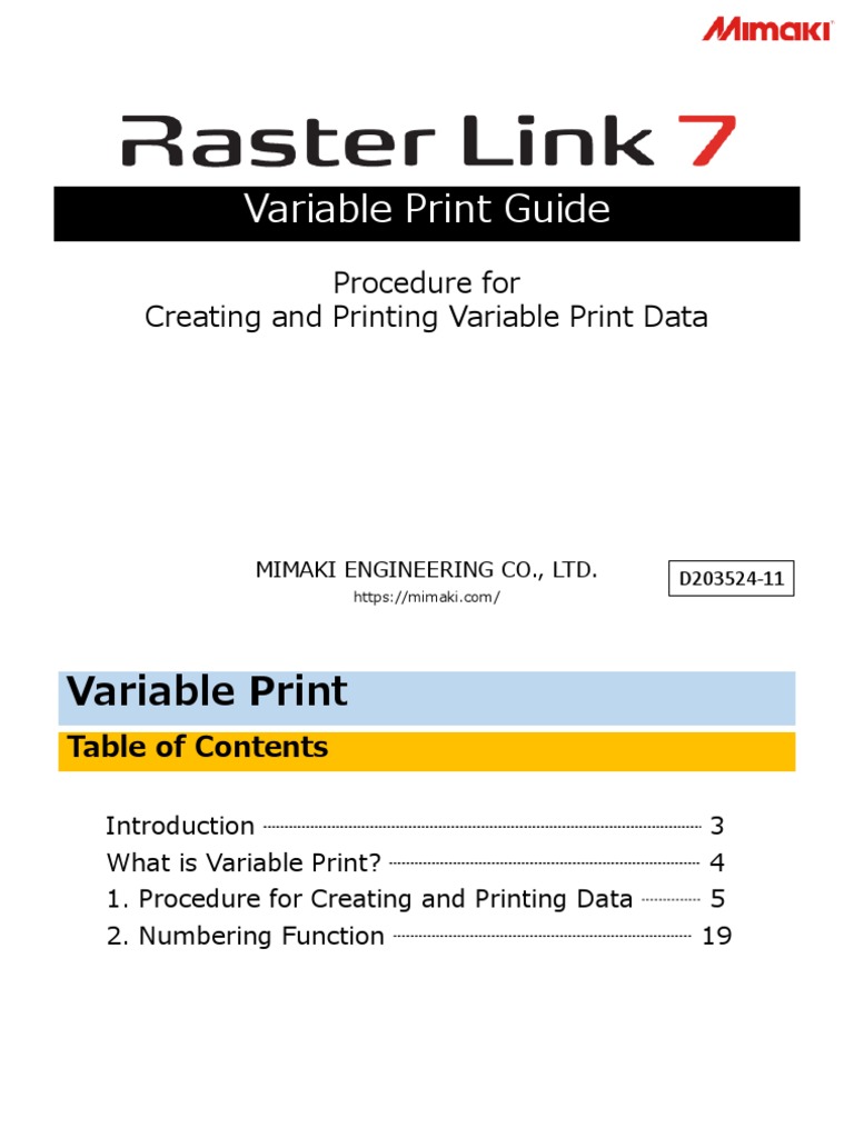 D203524-11 RasterLink7 VariablePrintGuide E | PDF | Page Layout | Comma Separated Values