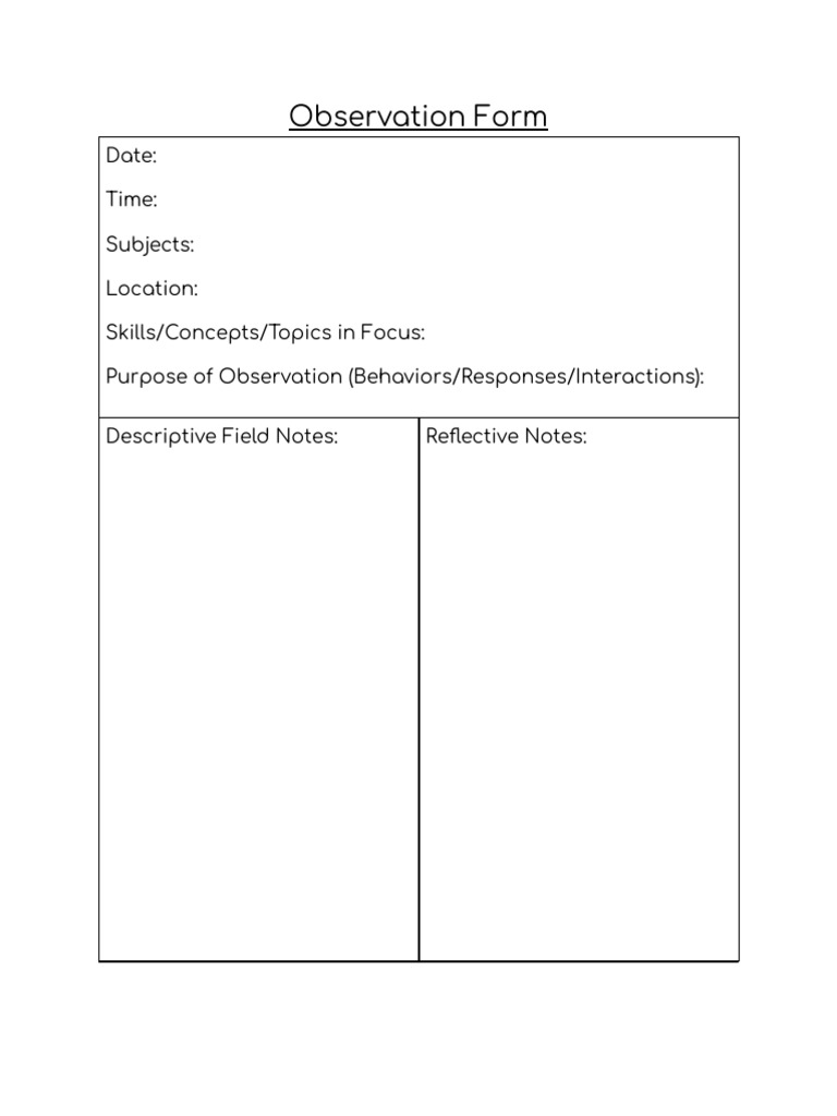 Observation Form | PDF