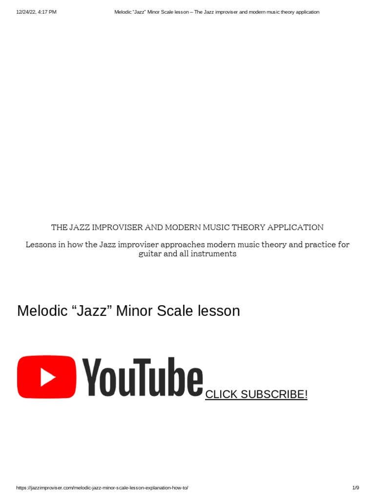 Melodic "Jazz" Minor Scale Lesson - The Jazz Improviser and Modern ...
