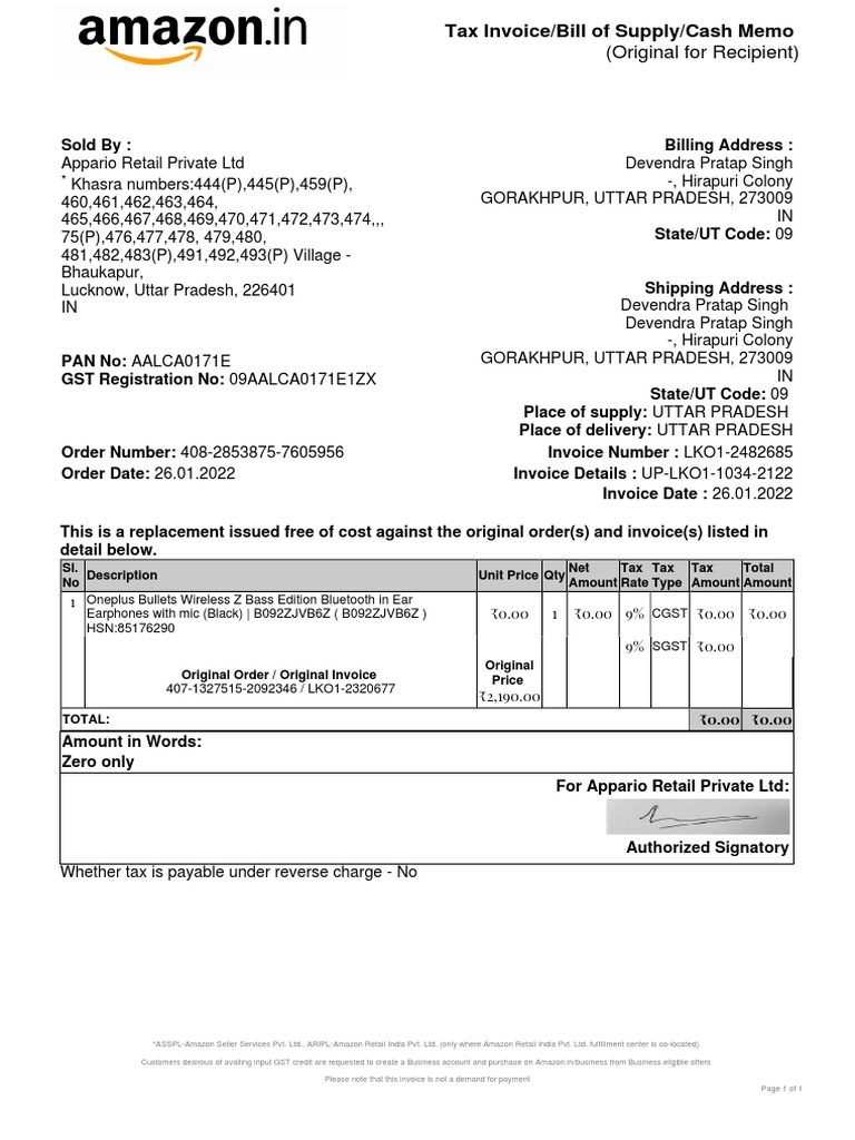 Tax Invoice Bill | PDF | Invoice | Government Finances