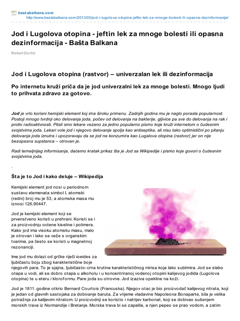 Jod I Lugolova Otopina | PDF