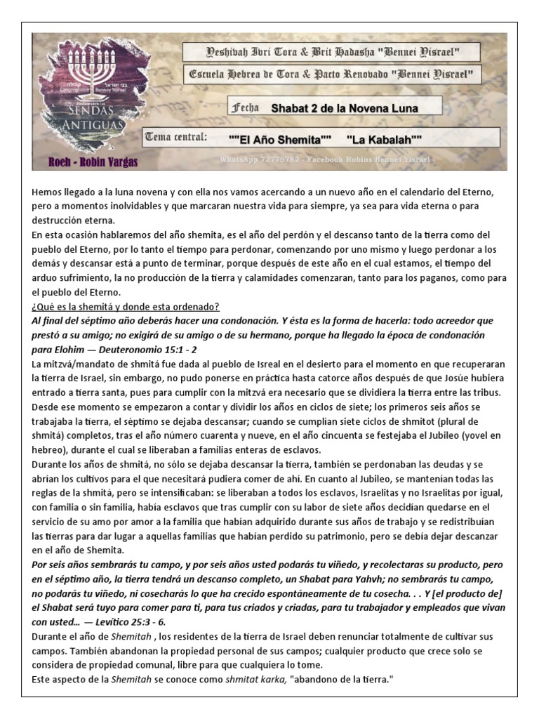 Año Shemita Kabalah | PDF | Religión y espiritualidad