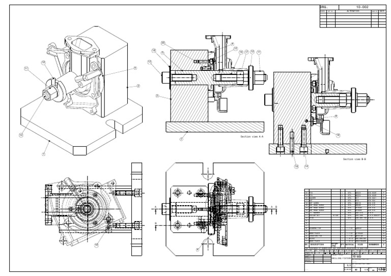 Drilling fixture assembly drawing | PDF | Screw | Crafts