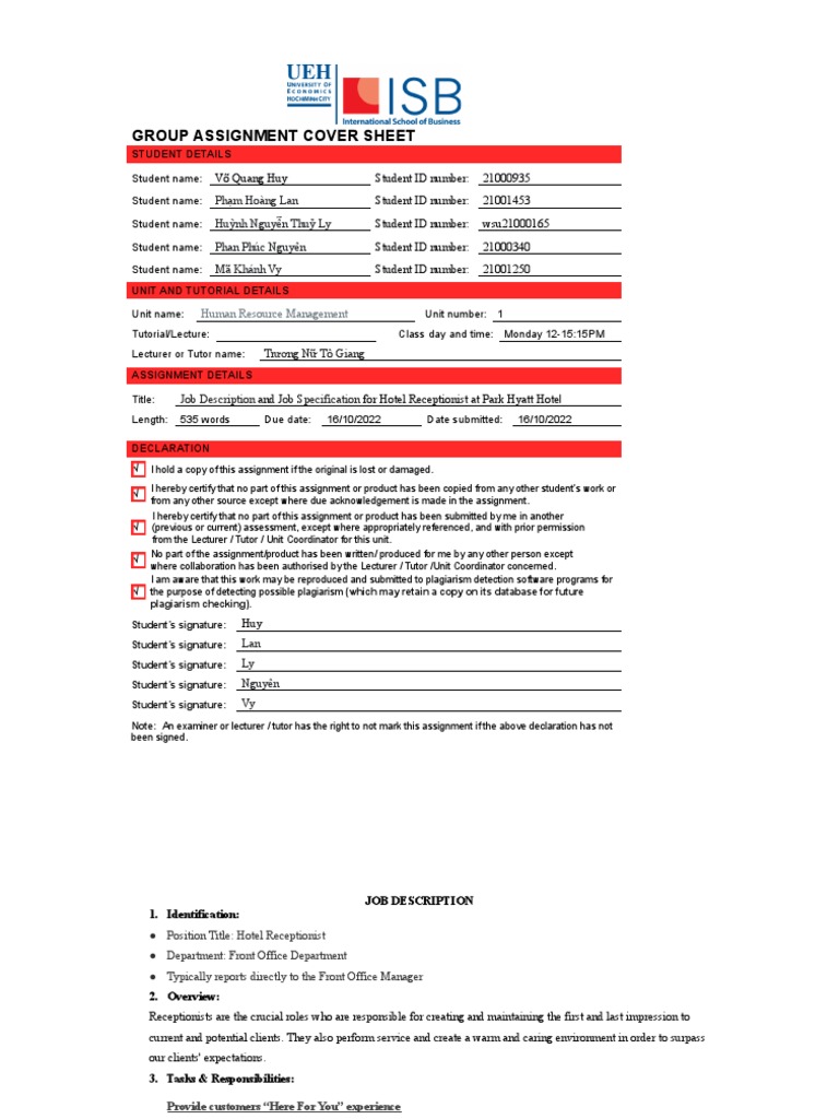 Group8 - 1608 - 103662 - HRM - 8 - Group Assignment1 - JD and JS For ...