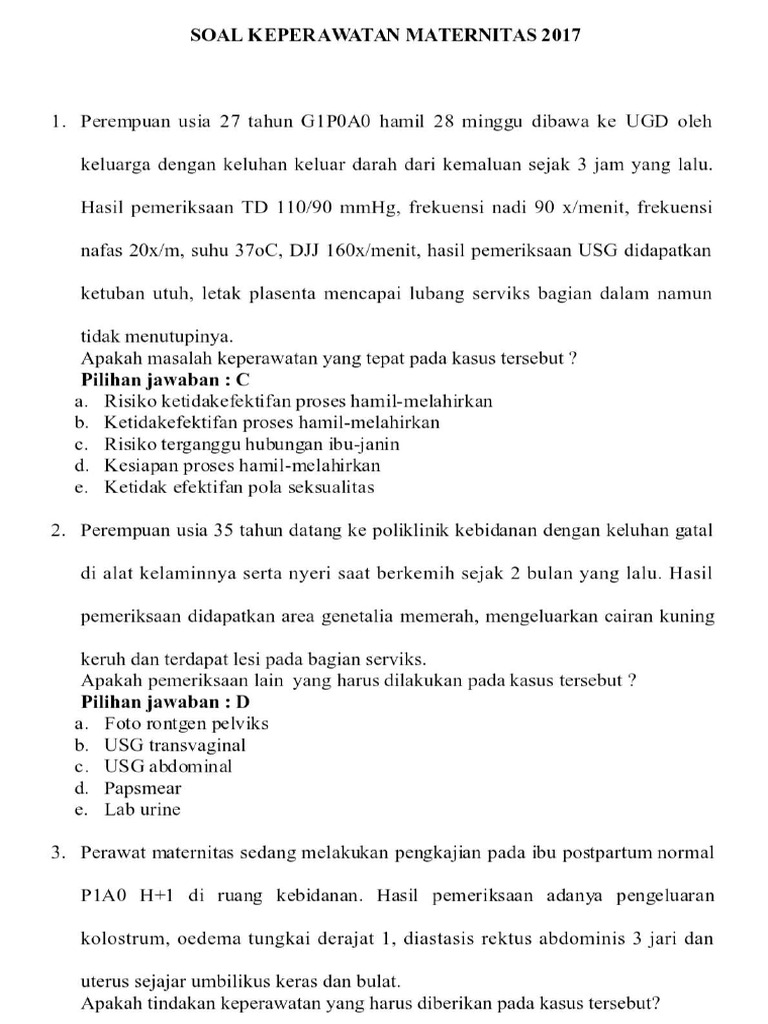 Soal Maternitas 67 | PDF