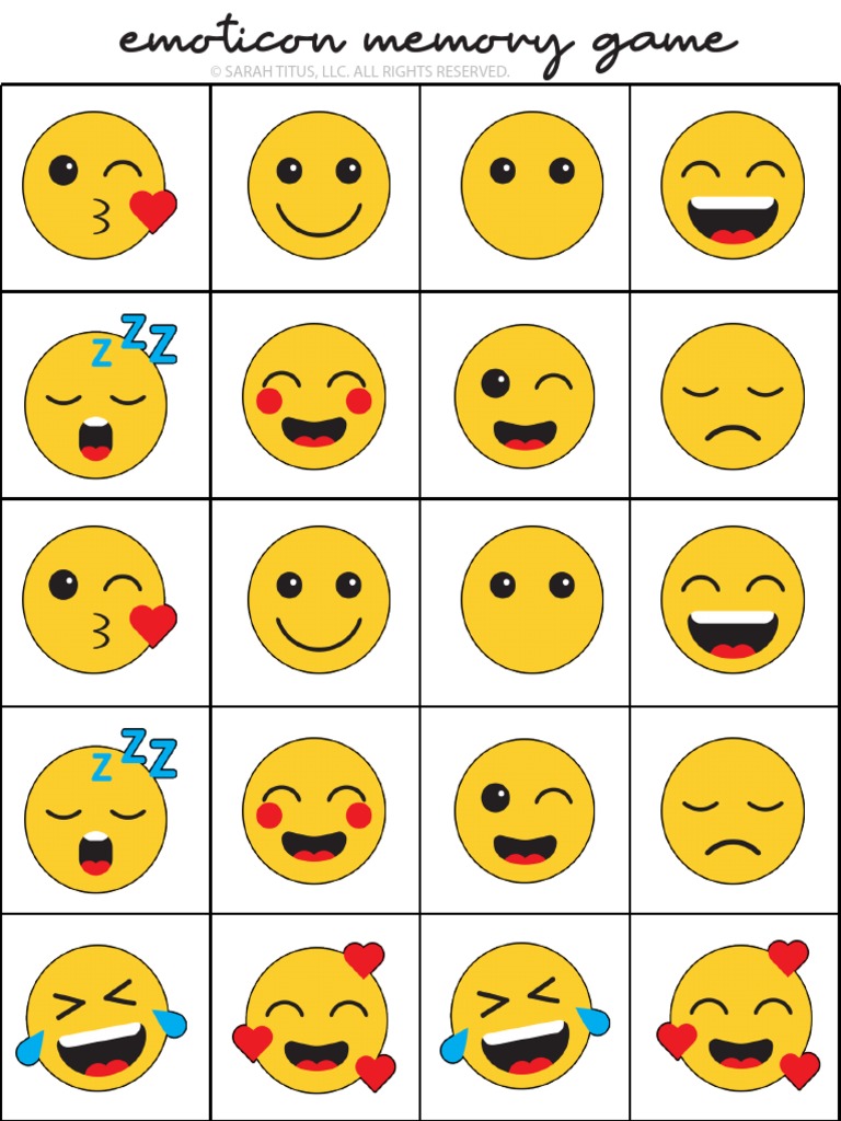 Emoticon Memory Game for Kids | PDF