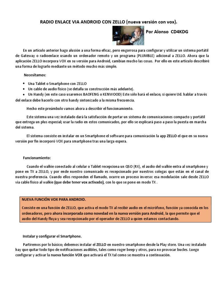 RADIO ENLACE VIA ANDROID CON ZELLO (Nueva Versión Con Vox) | PDF ...
