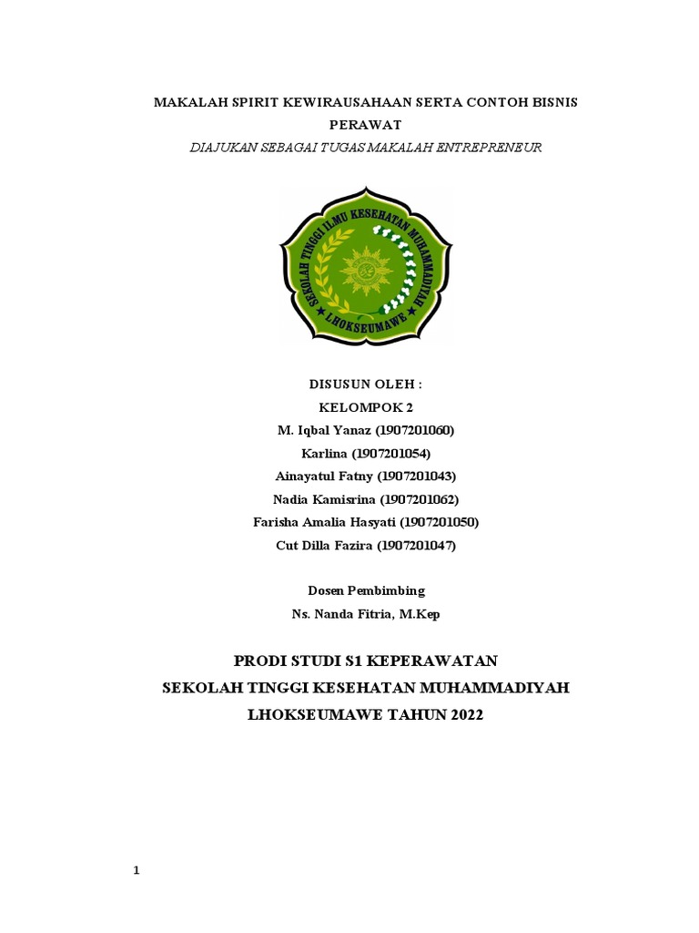 Spirit Kewirausahaan dalam Keperawatan | PDF | Karier & Perkembangan ...