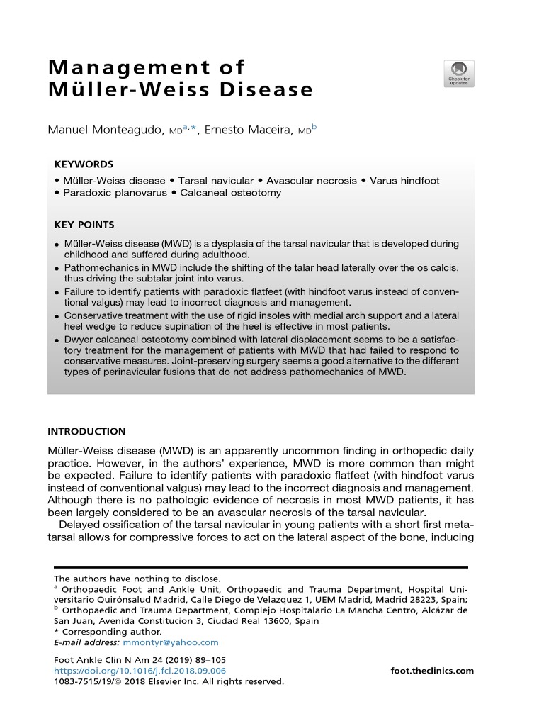 Management of Müller-Weiss Disease | PDF | Foot | Musculoskeletal System